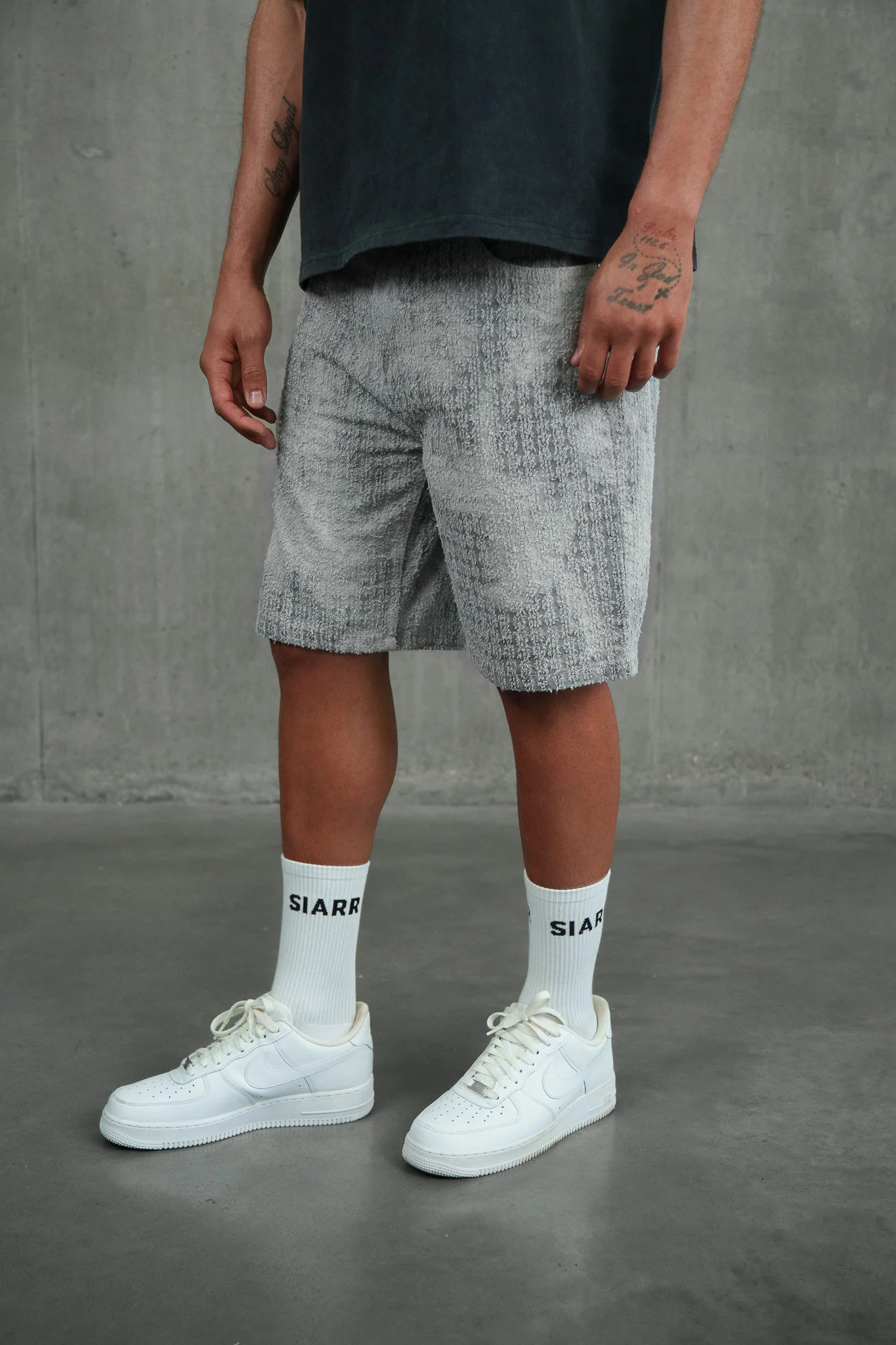 Textured Denim Jorts - Stonewash - SIARR