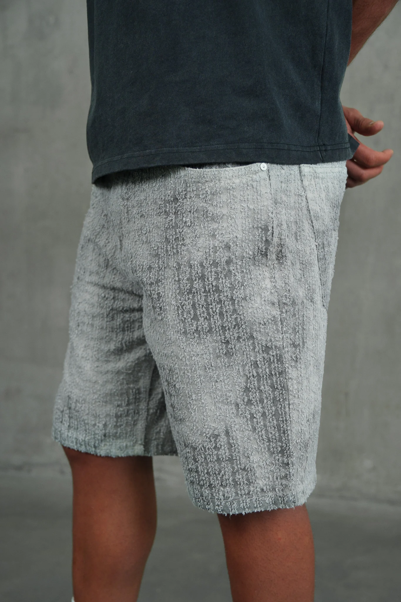 Textured Denim Jorts - Stonewash - SIARR